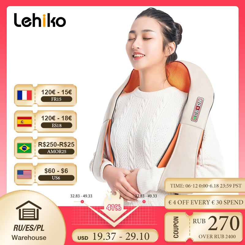 U Shape Electrical Shiatsu Back Neck Shoulder Body Massager – hongkongi